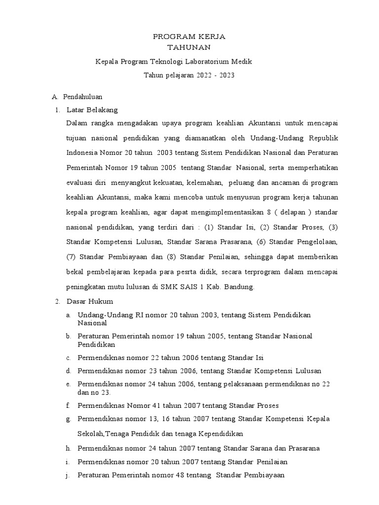 Program Kerja Kaprog SMK | PDF