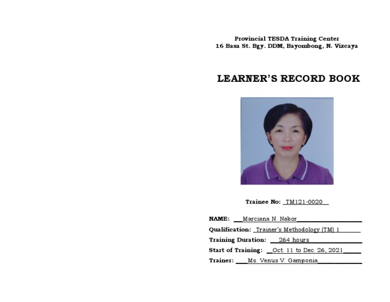 Learner's Record Book | PDF