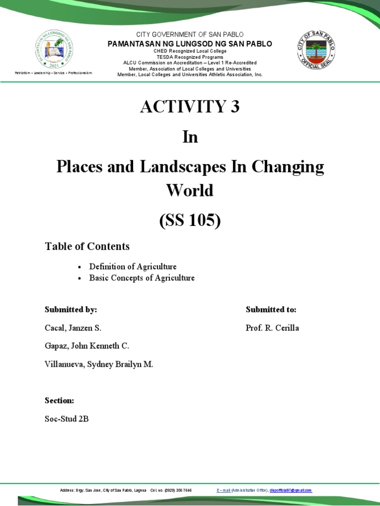 Group 6 - SS 105 - Activity 3 - Group Activity - Definition and Basic ...