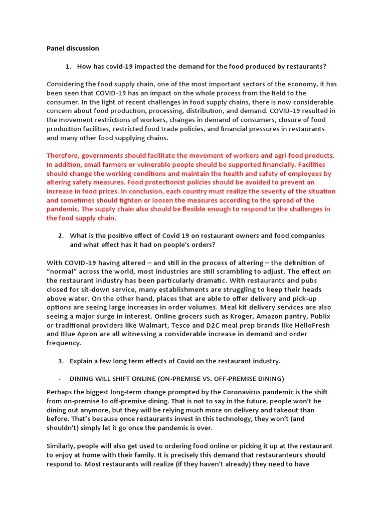 Leadership Panel Discussion | PDF | Restaurants | Supply Chain