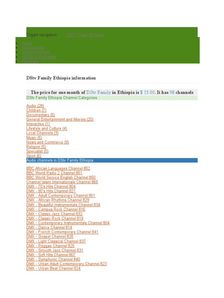DSTV Channel List | PDF | Broadcasting | Television
