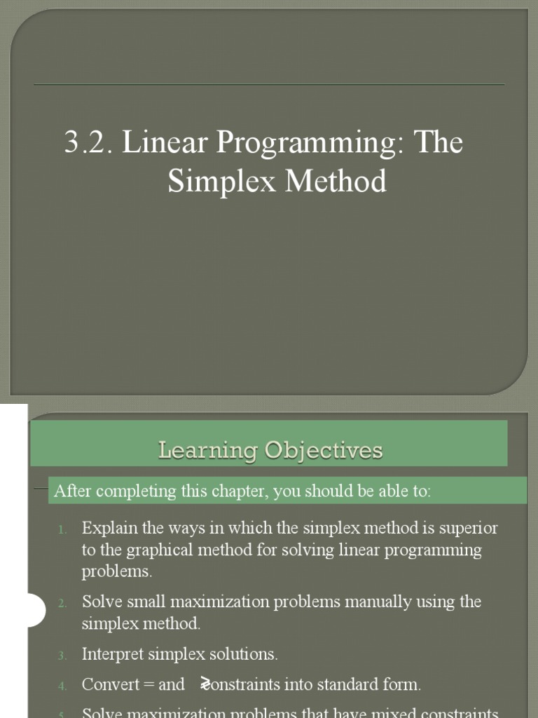 2 LPM + Simplex | PDF | Mathematical Optimization | Linear Programming