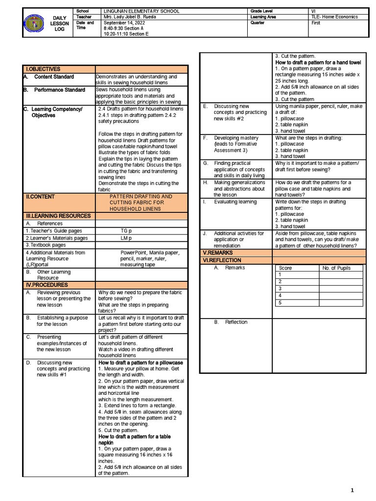 TLE-Sep 14 | PDF | Pillow | Sewing