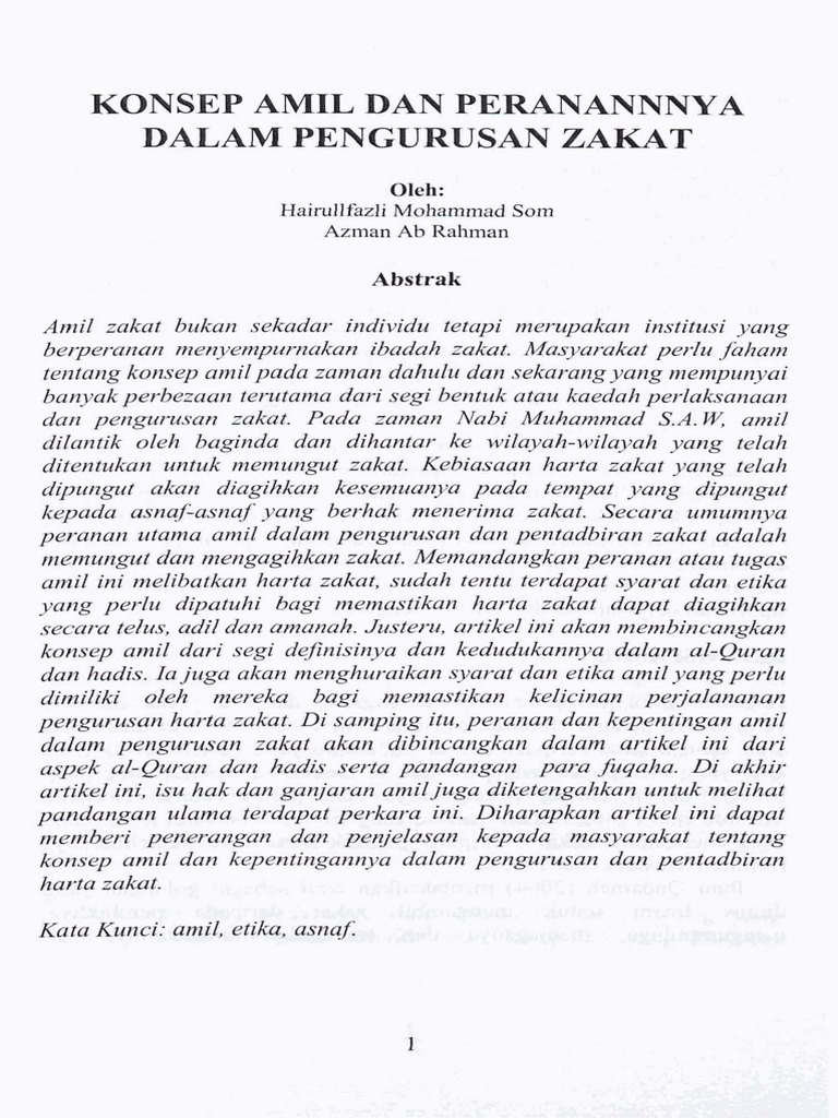 Konsep Amil Dan Peranannnya Dalam Pengurusan Zakat | PDF