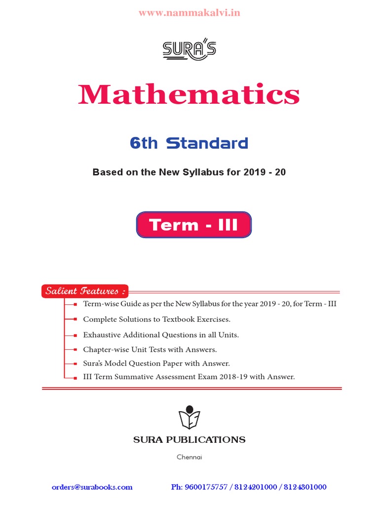 Namma Kalvi 6th Maths Sura Sample Guide em Term 3 218545 | Download Free PDF | Length | Arithmetic
