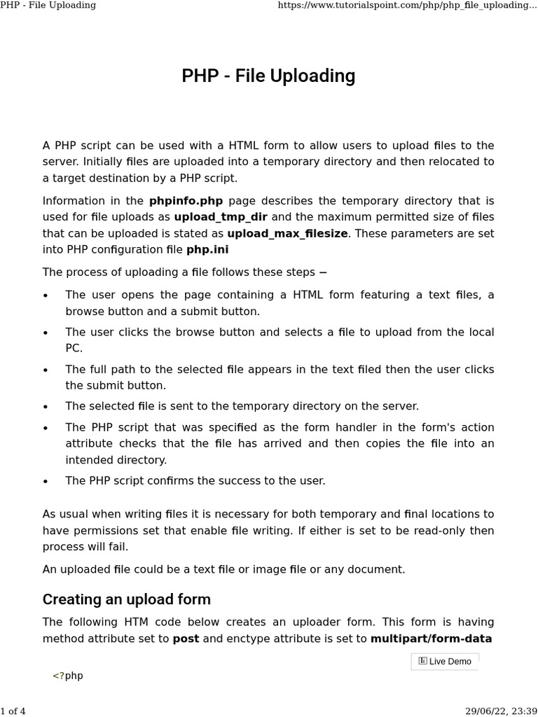 PHP - File Uploading | PDF | Php | Software Engineering