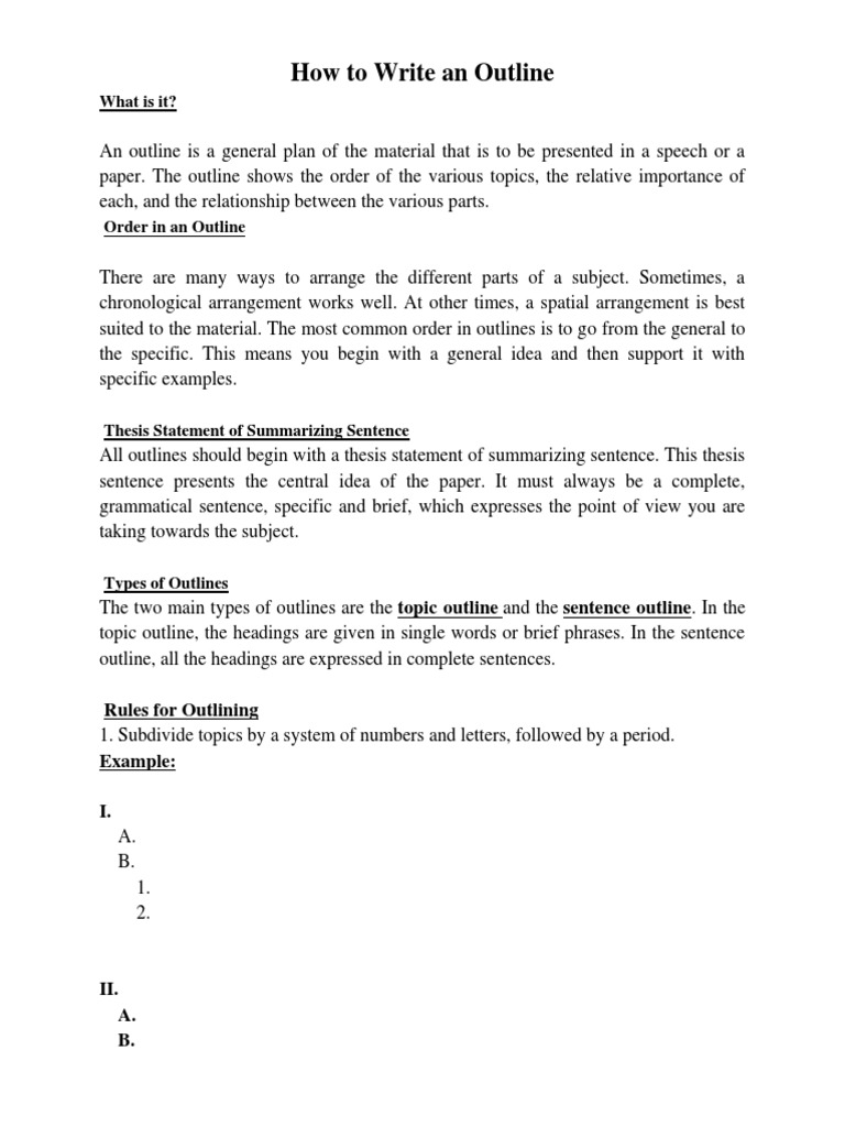 How To Write An Outline: What Is It? | PDF | Separation Of Powers | The ...