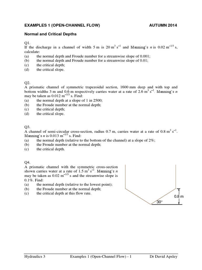 Open-Channel Flow Examples | PDF | Spillway | Dynamics (Mechanics)