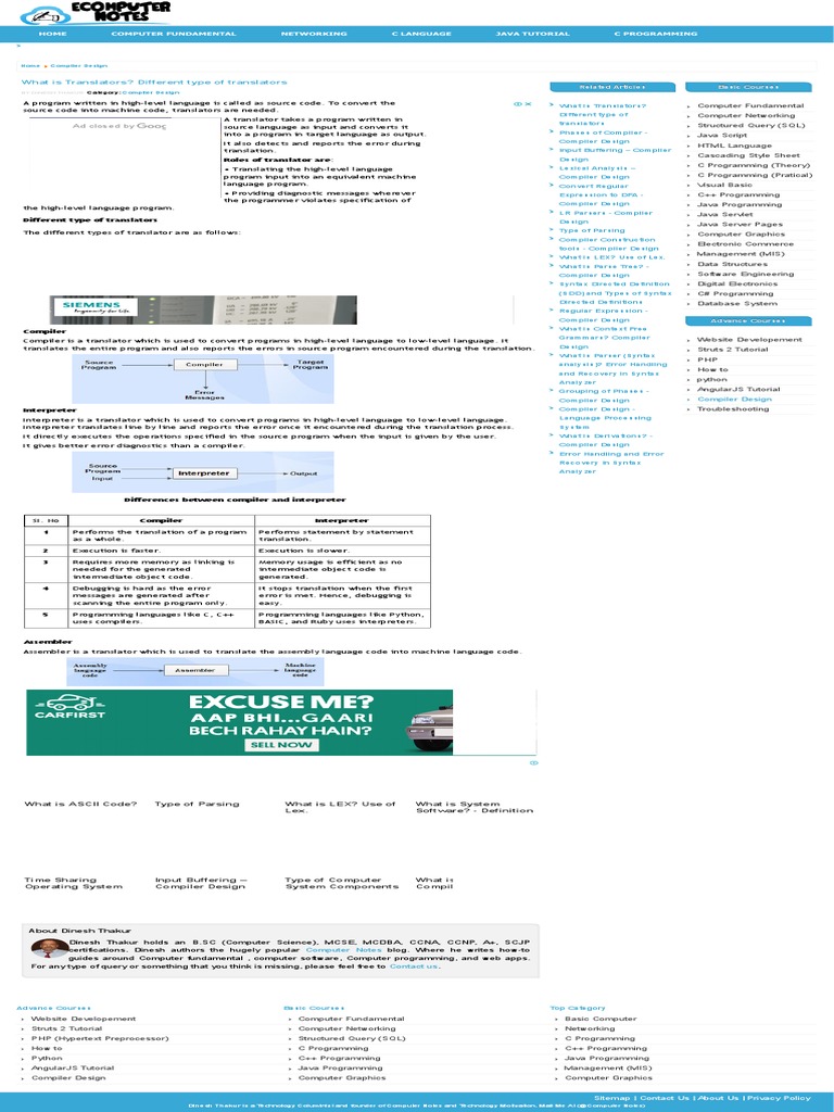What Is Translators - Different Type of Translators | PDF | Compiler | Computer Programming