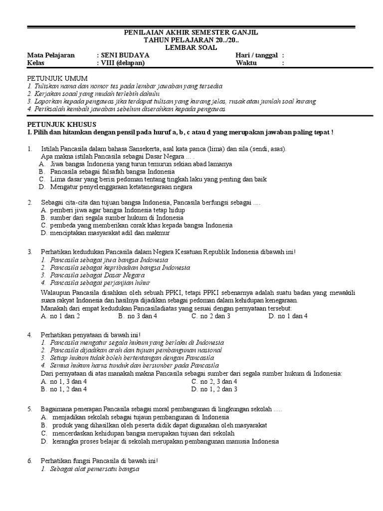 Soal PPKN Pas KLS 8 | PDF