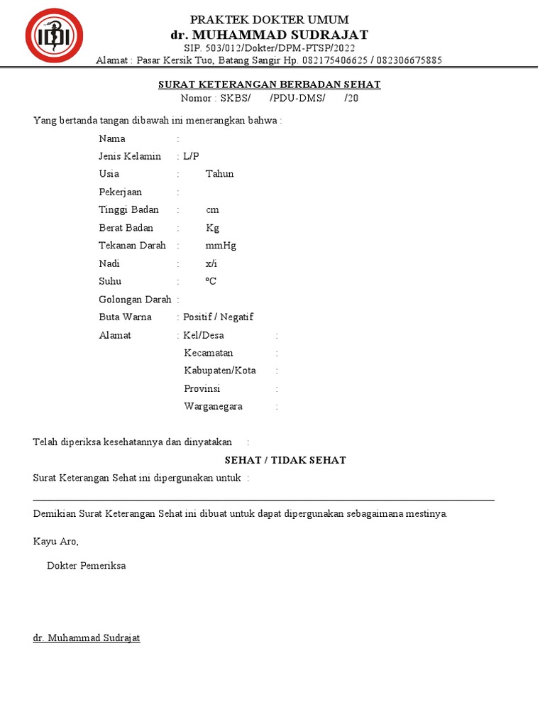 Surat Keterangan Sehat & Sakit | PDF