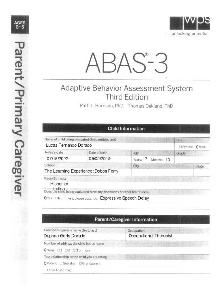 ABAS3 | PDF | Cognitive Psychology | Linguistics