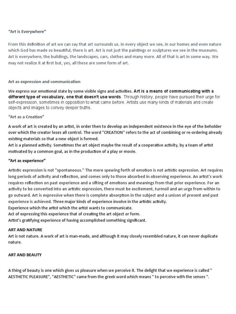 Art Is Everywhere | PDF | Experience | Neuropsychological Assessment