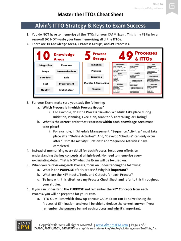 08 Mastering ITTO Cheat Sheets | PDF | Project Management | Test ...