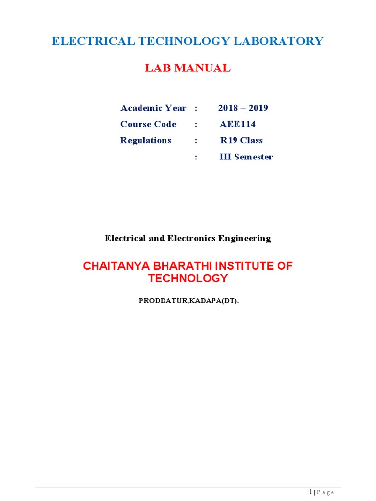 Iare Lab Manual Pdf Electric Motor Engineering 