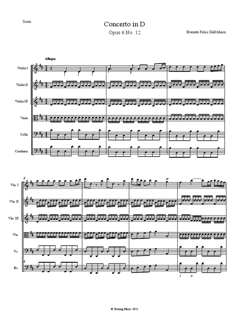 Dall Abaco Concerto 6 12 Score | PDF
