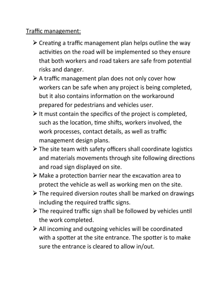 Traffic Management Plan | PDF | Traffic | Road