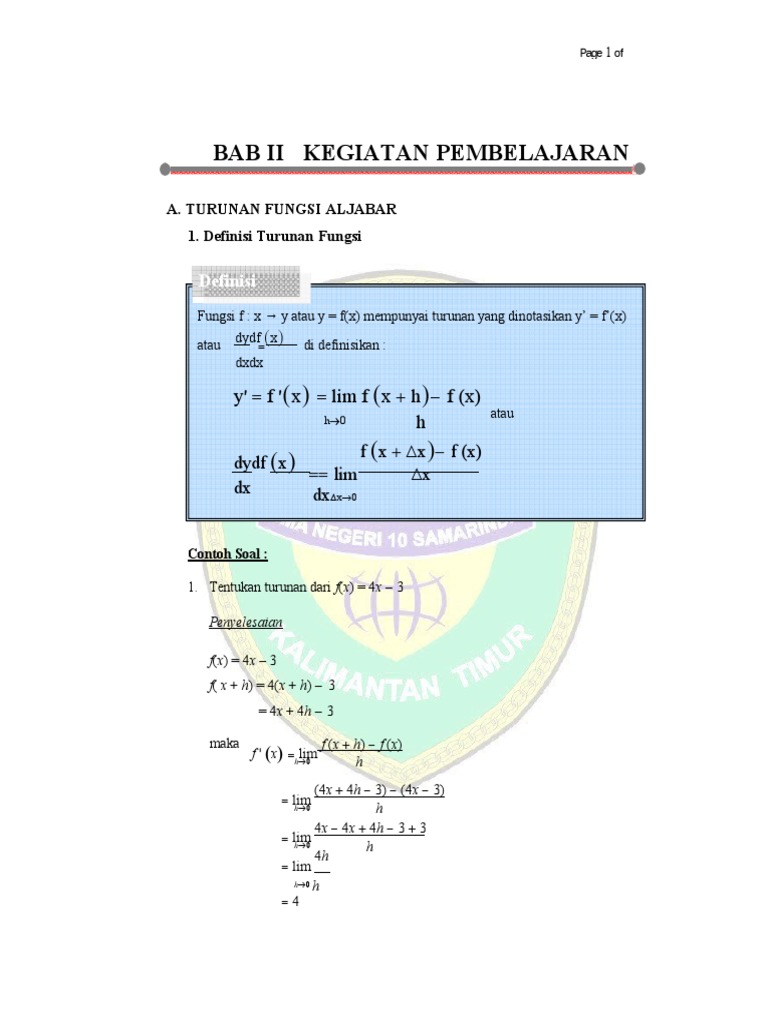 Modul Turunan Fungsi | PDF | Metode & Bahan Ajar