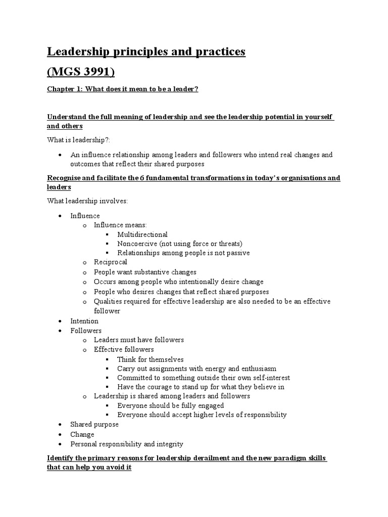 Leadership Principles and Practices | PDF | Leadership | Social Psychology