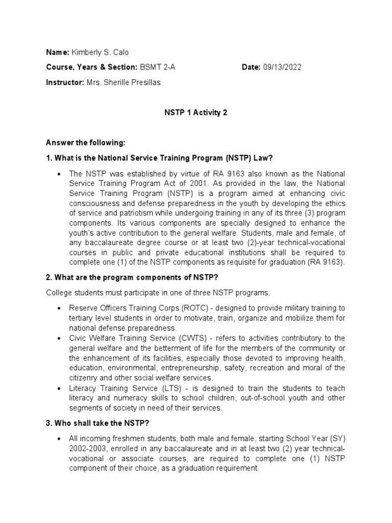 Activity 2 NSTP | PDF