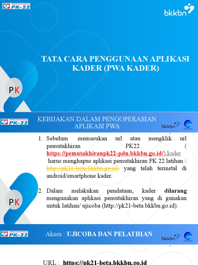 Tata Cara Penggunaan Aplikasi PPK22 (PWA Kader) | PDF