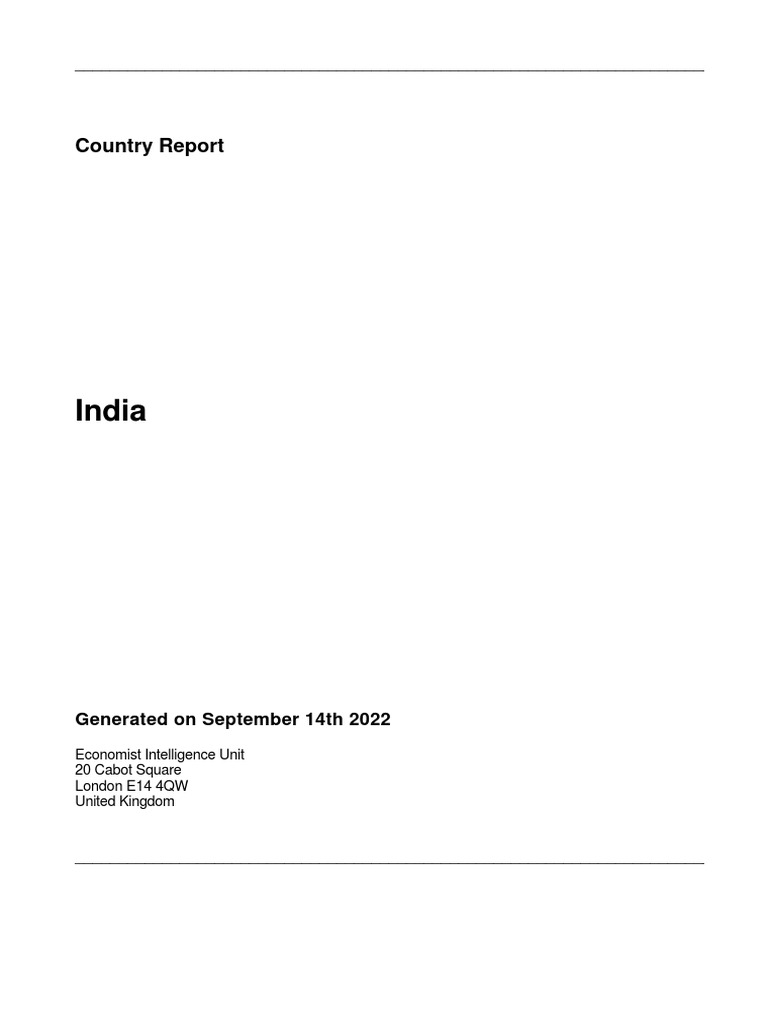 Country Report India September 2022 | PDF | Cost Of Living | Inflation