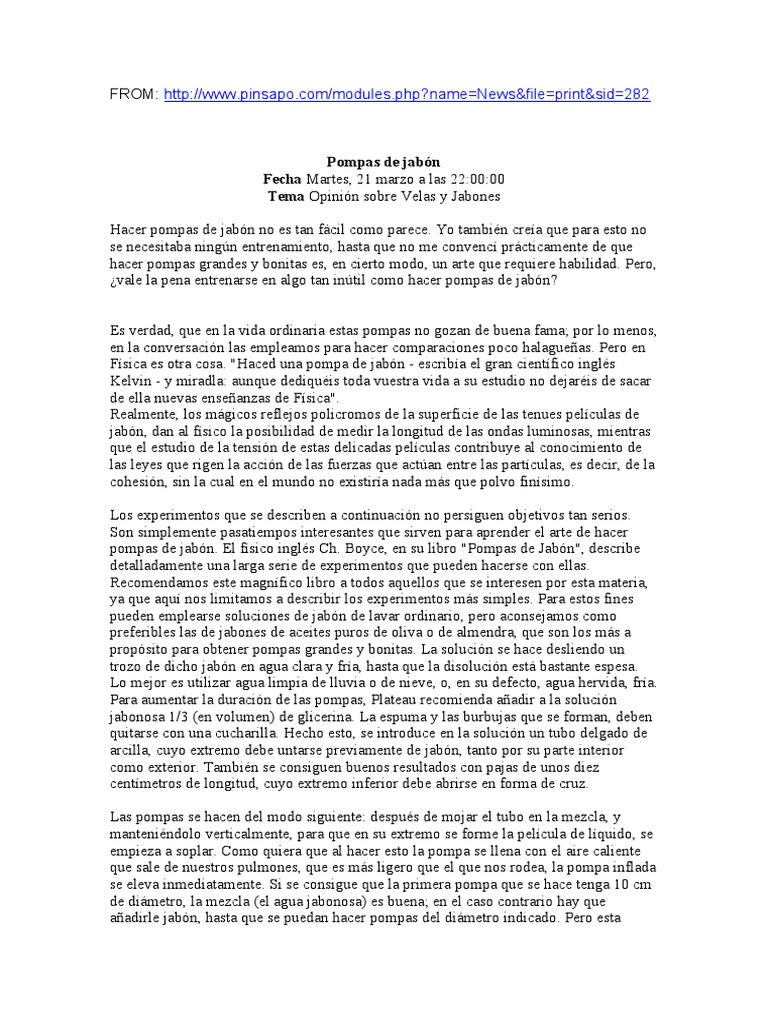 Pompas de Jabon | PDF