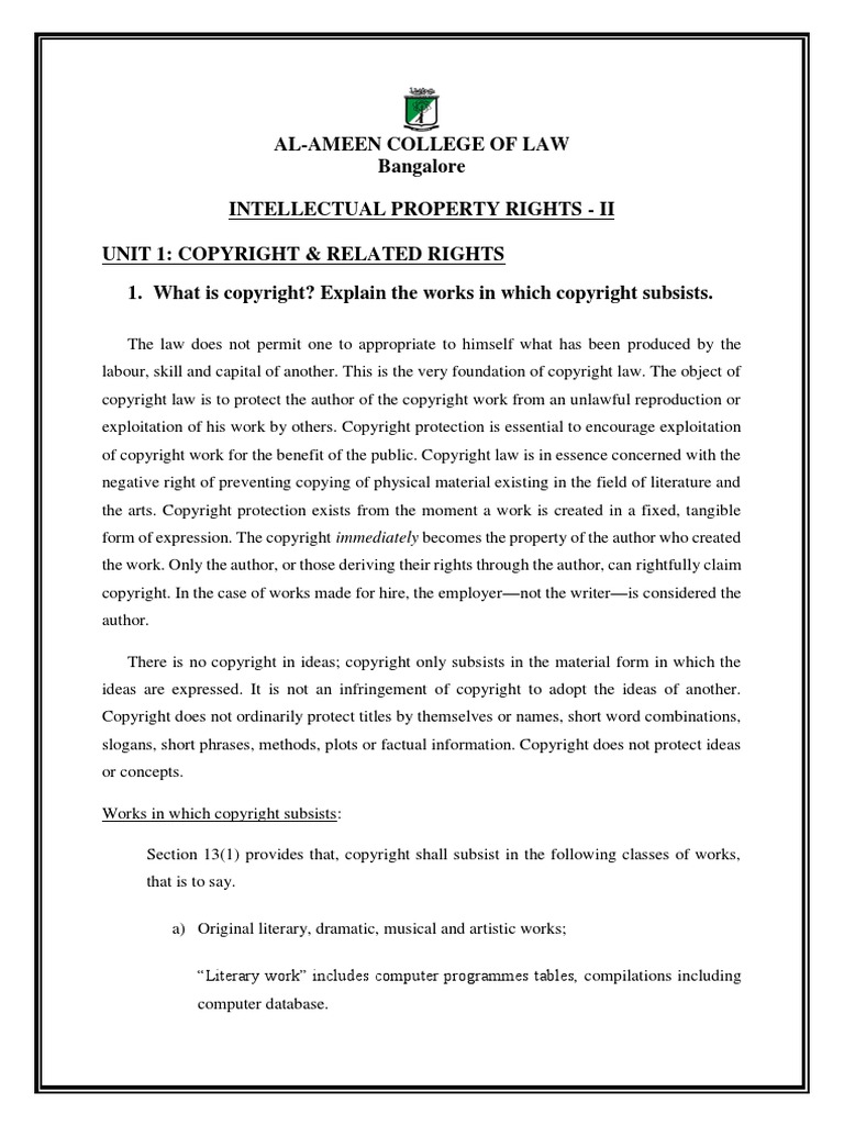 IPR II - 3yr LLB | PDF | Copyright | Fair Dealing