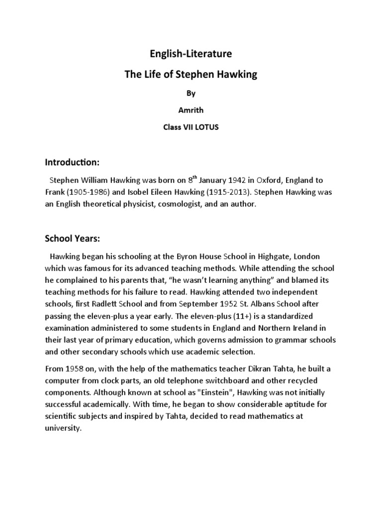 Stephen Hawking - Biography | PDF | Stephen Hawking | Science