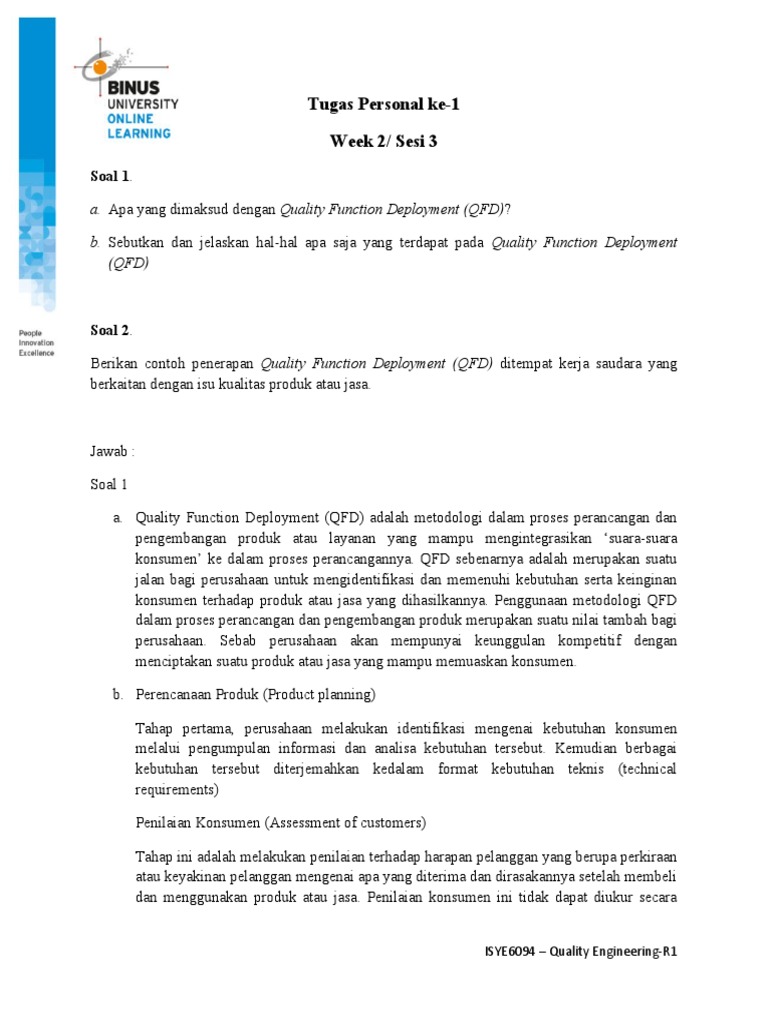 Tugas Personal Ke-1 Week 2/ Sesi 3: Soal 1 | PDF