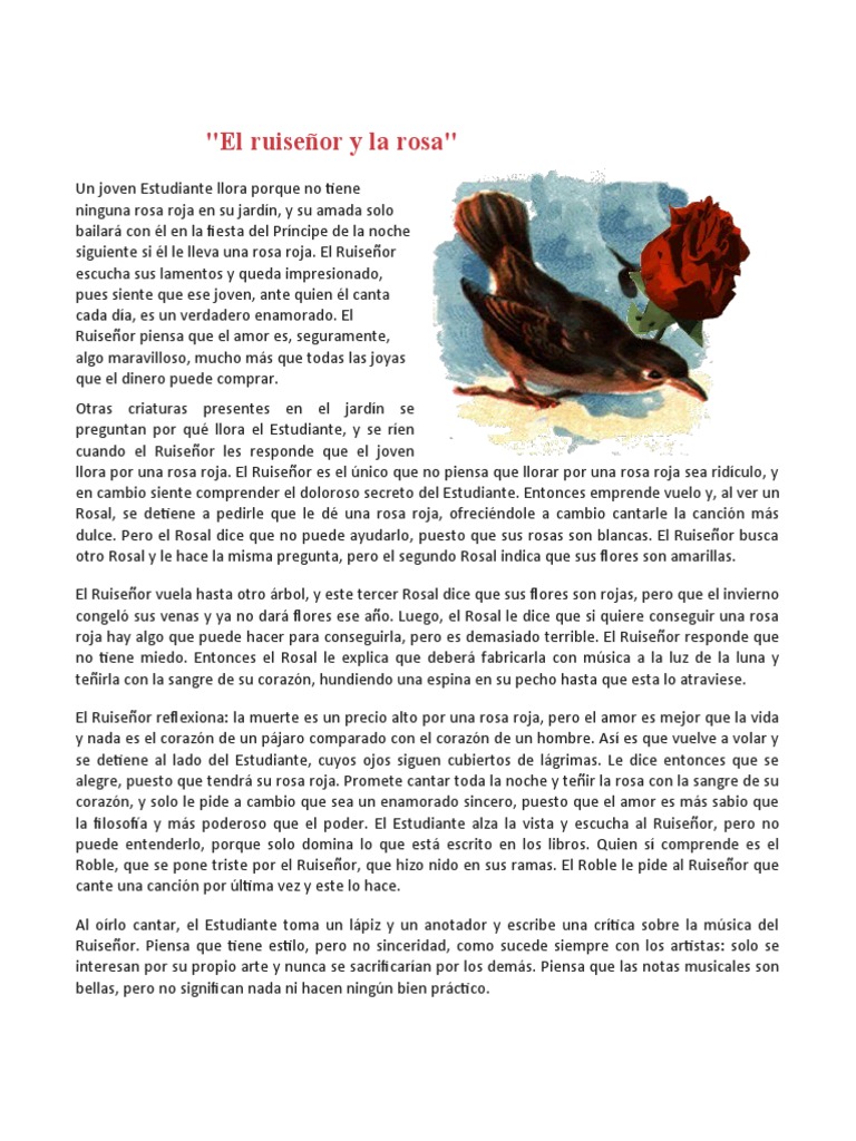 El sacrificio del ruiseñor por amor | PDF | Rosa | Amor