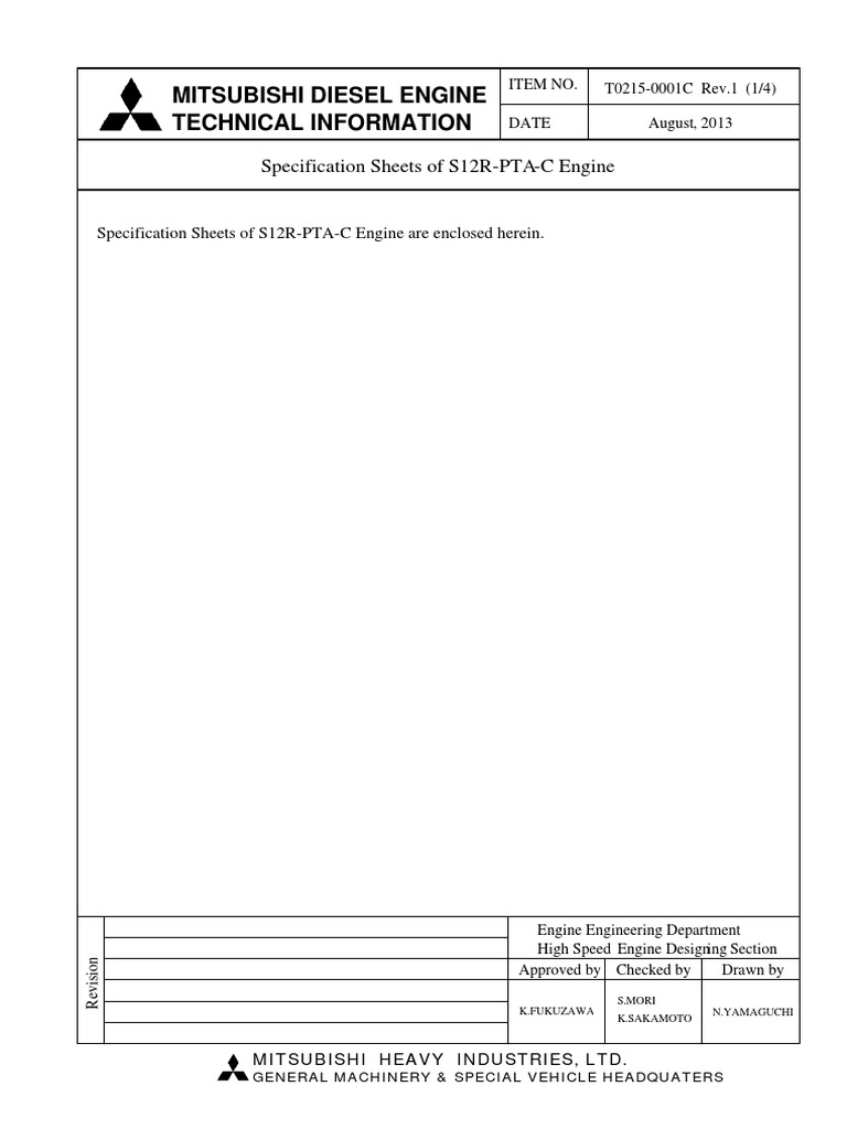 S12R-PTA-C Engine Specifications | PDF | Horsepower | Engines