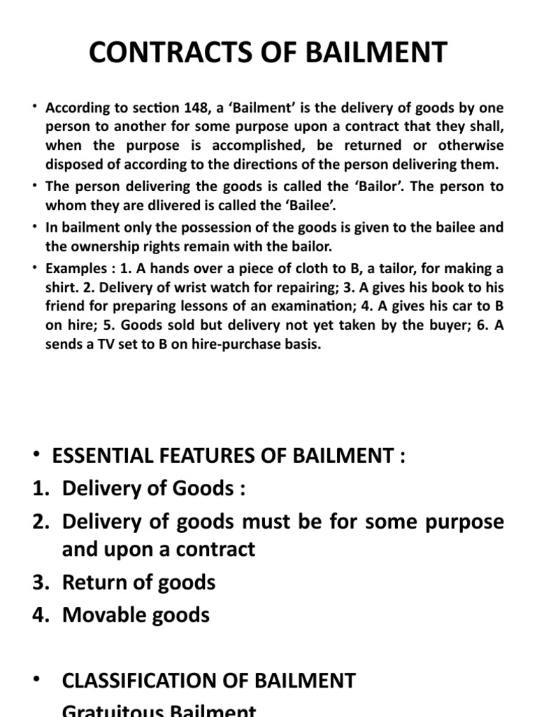 Contracts of Bailment | PDF