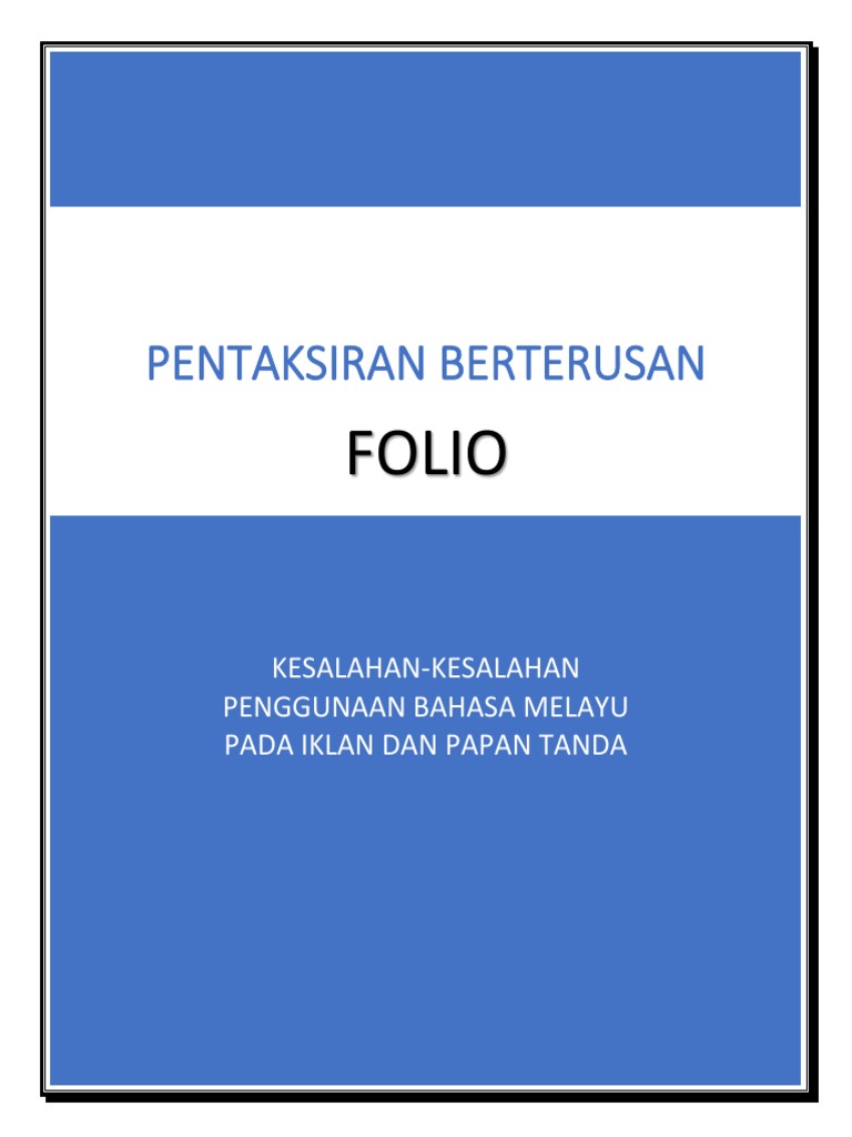PB BMKV Contoh Penulisan Folio Kesalahan Bahasa Pada Iklan Dan Papan | PDF