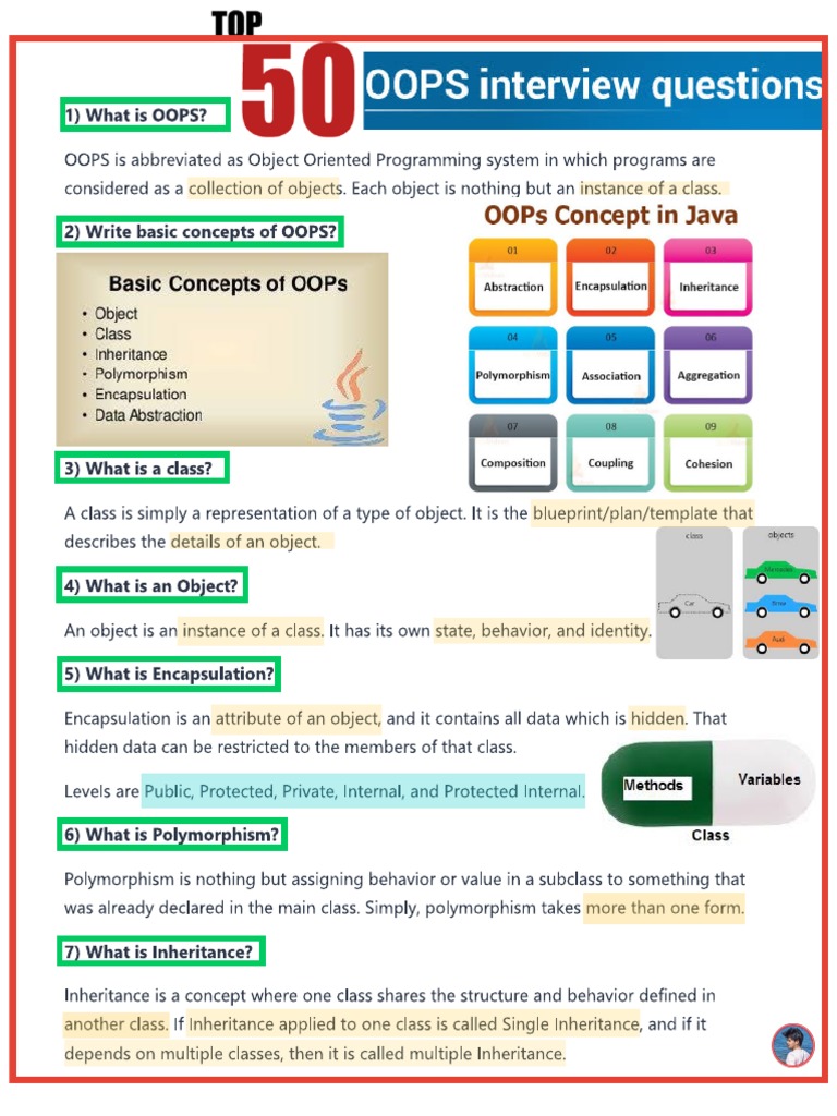 Top 50 OOPS Interview Questions | PDF