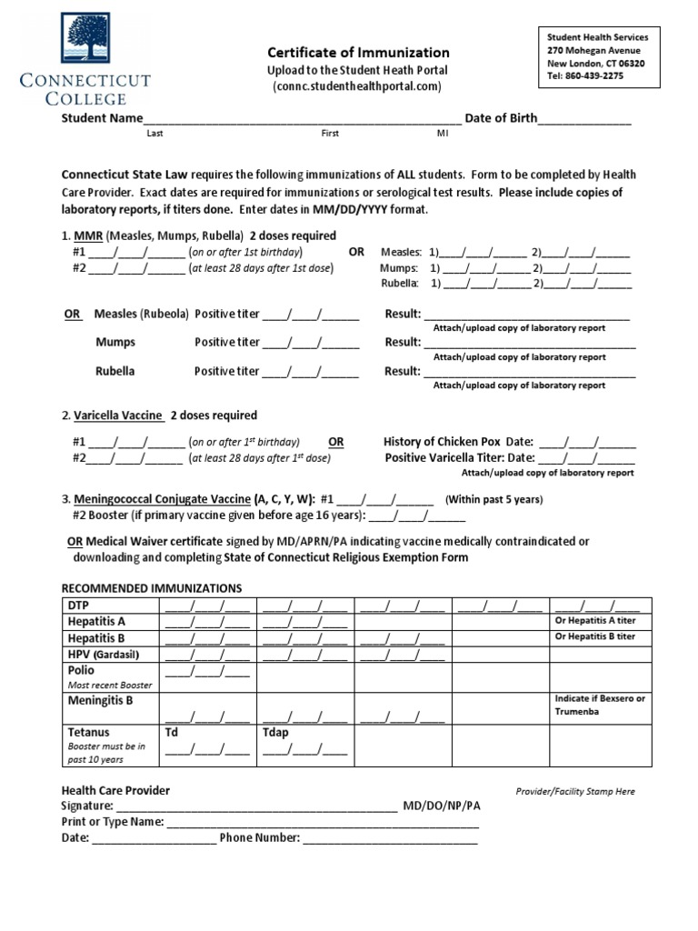 Certificate-of-Immunization-Form | PDF | Health Sciences | Viral Diseases