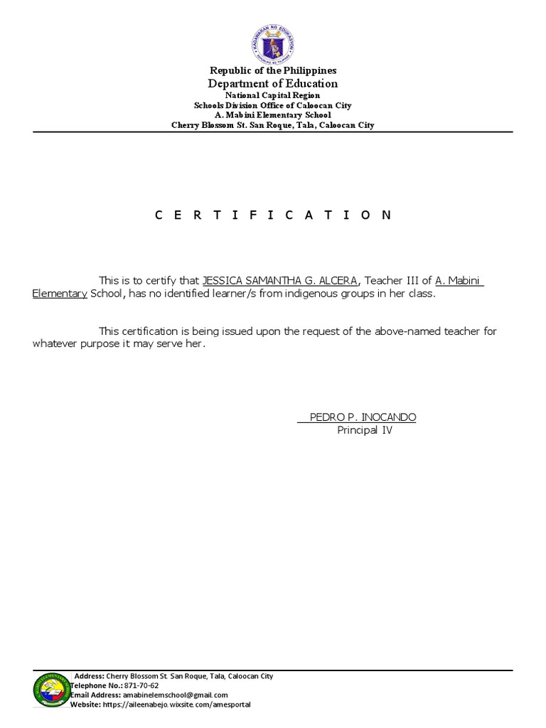 Certification For No Ips | PDF | Metro Manila | Administrative Law