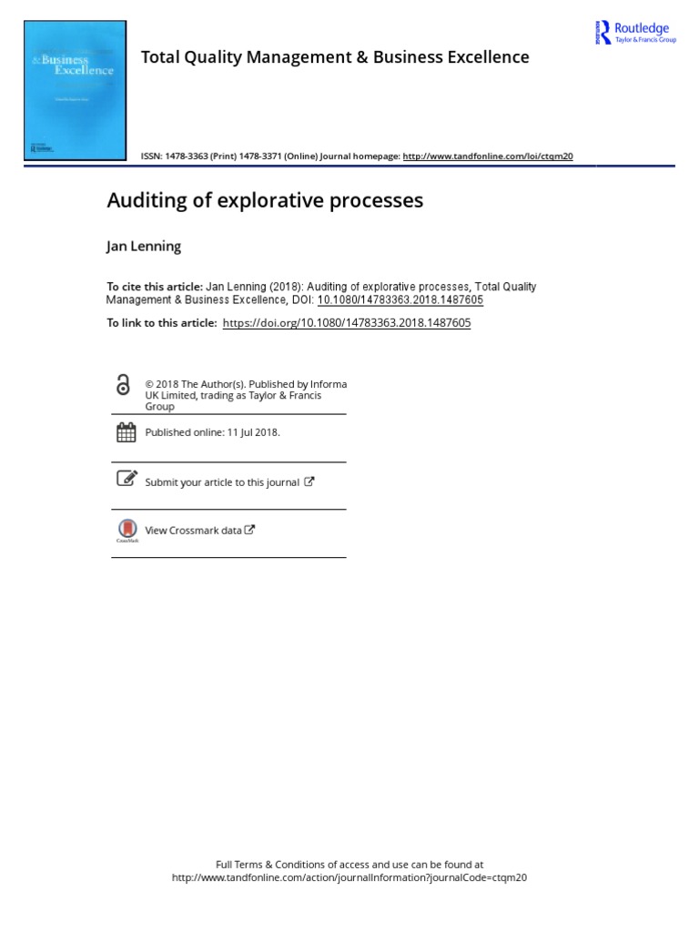 Auditing Of Explorative Processes Pdf Audit Quality Management
