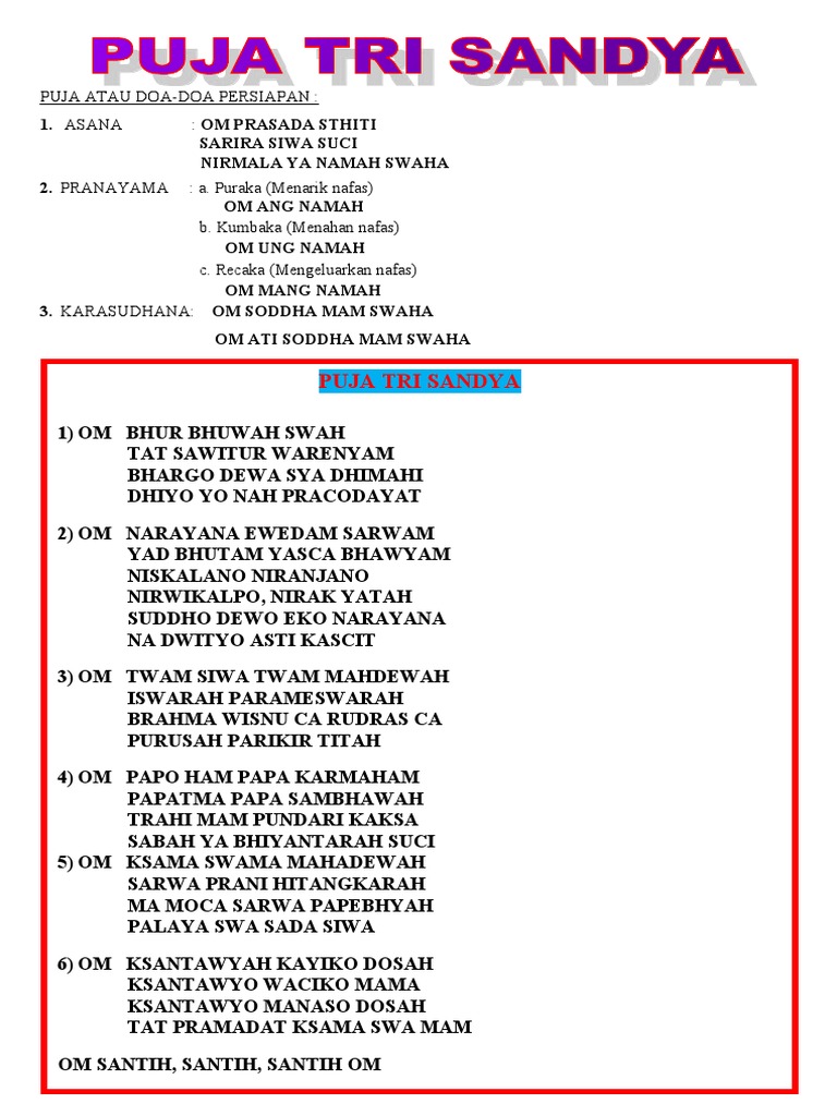 Puja Tri Sandya | PDF
