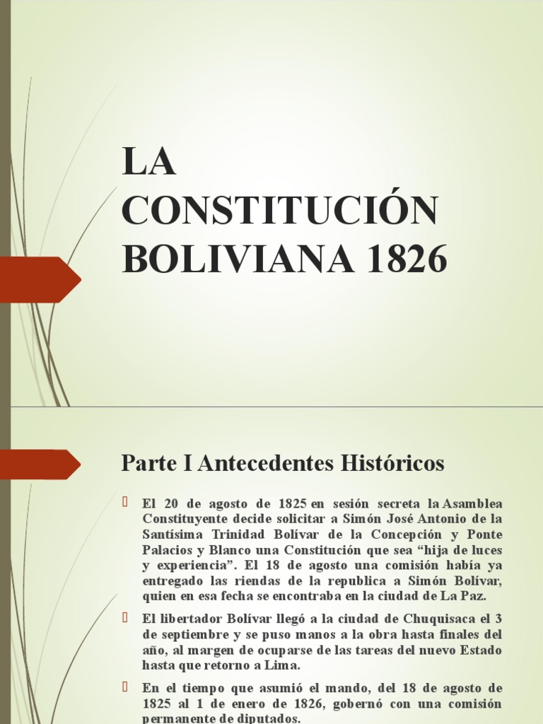 TEMA 2.1. Constitución Politica 1826 | PDF | Bolivia | Ministerio ...