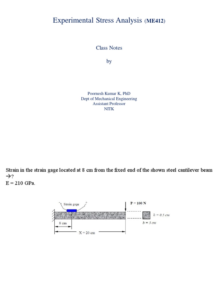 Experimental Stress Analysis (ME412) - PPTclass4 | PDF | Electrical ...