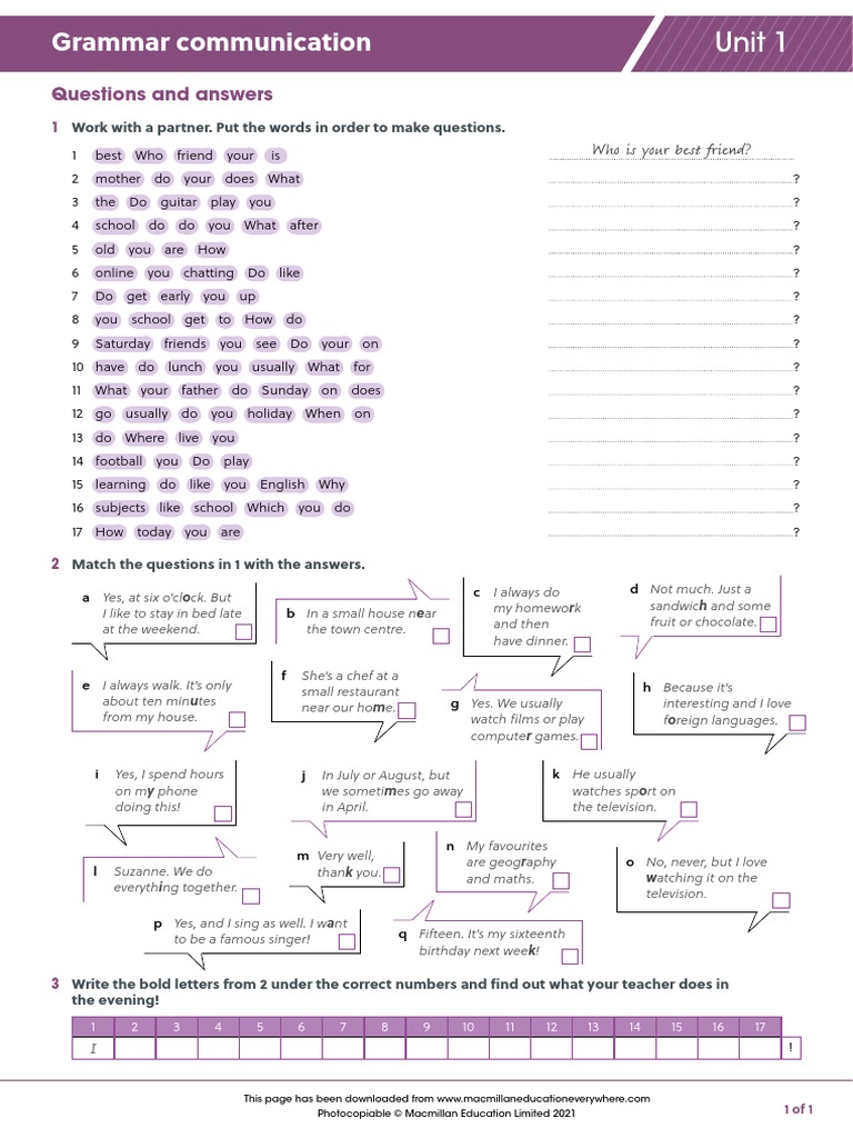 A2 U1 Grammar Communication | PDF
