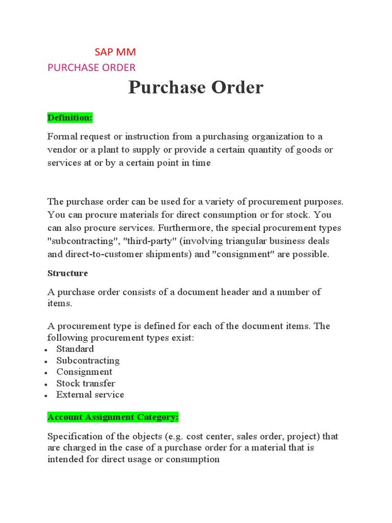 Understanding SAP MM Purchase Orders | PDF | Business | Finance & Money ...