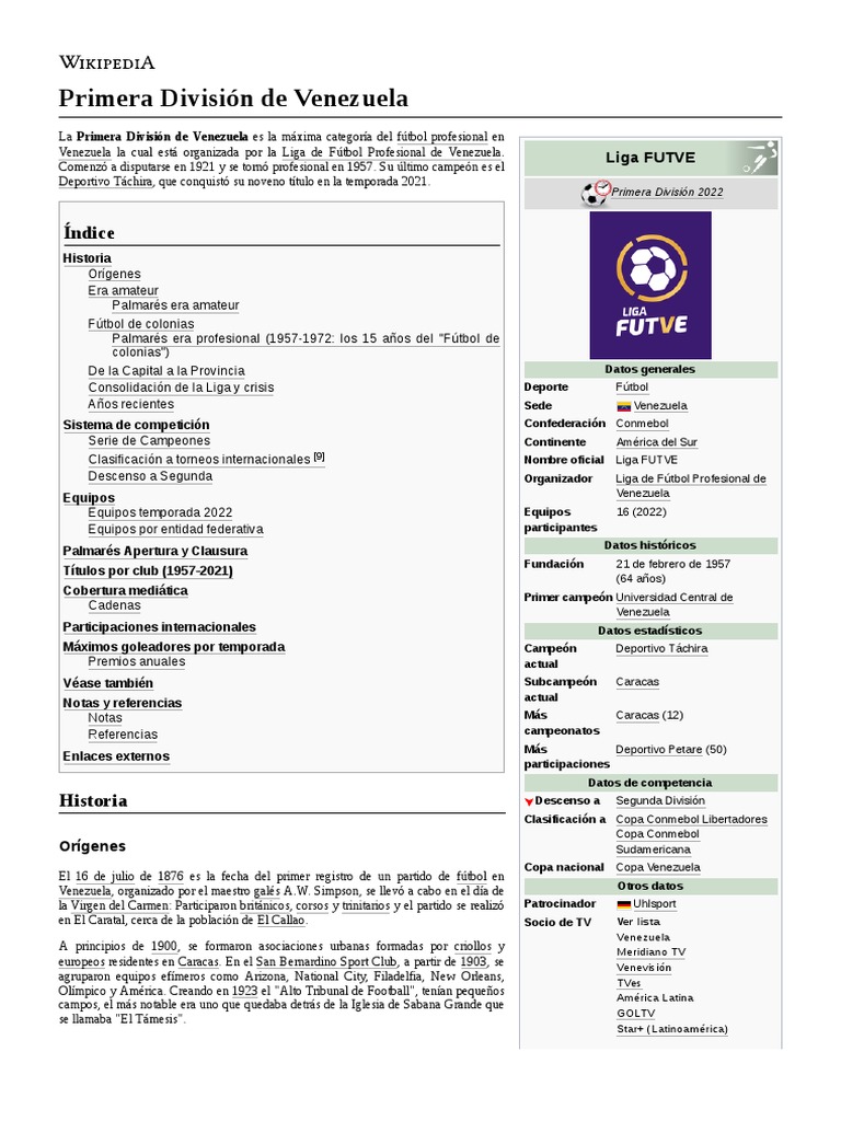 Primera División de Venezuela | PDF | Asociación de clubes de fútbol ...