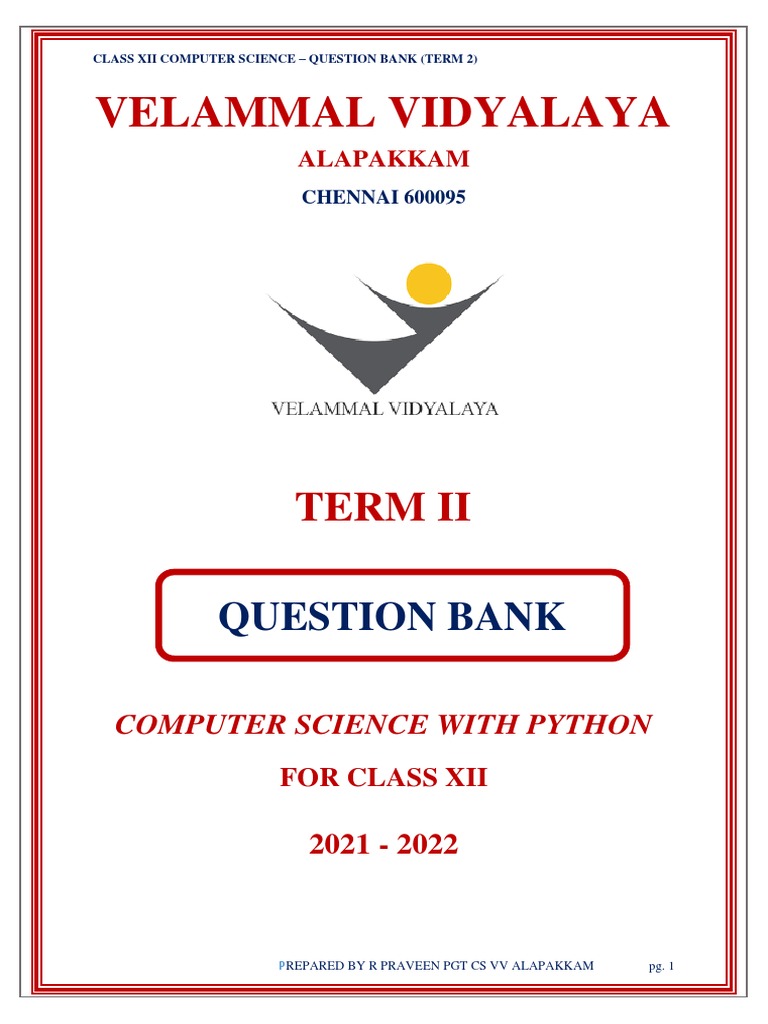 A Comprehensive Question Bank on Computer Science Concepts for Class ... A Comprehensive Question Bank on Computer Science Concepts for Class ...