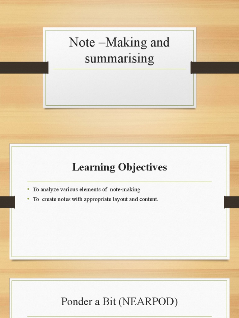 Note - Making and Summarising PPT 1 | PDF | Grammar | Linguistics