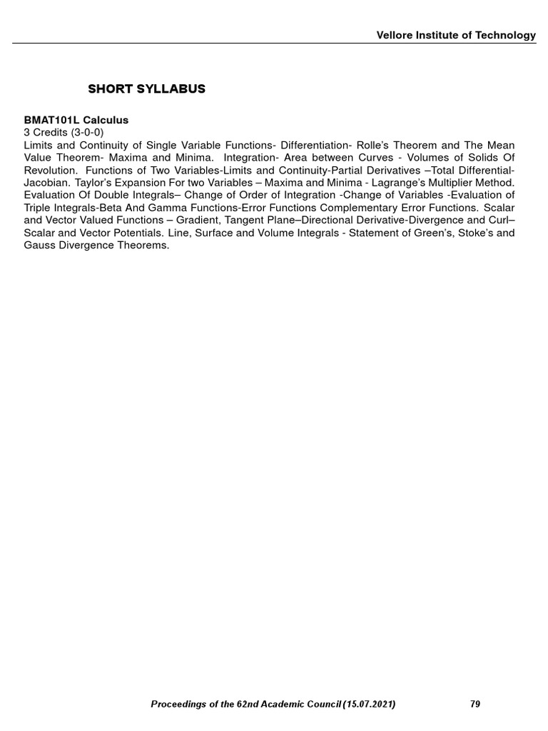 Bmat101l Calculus TH 1.0 65 Bmat101l | PDF | Integral | Derivative