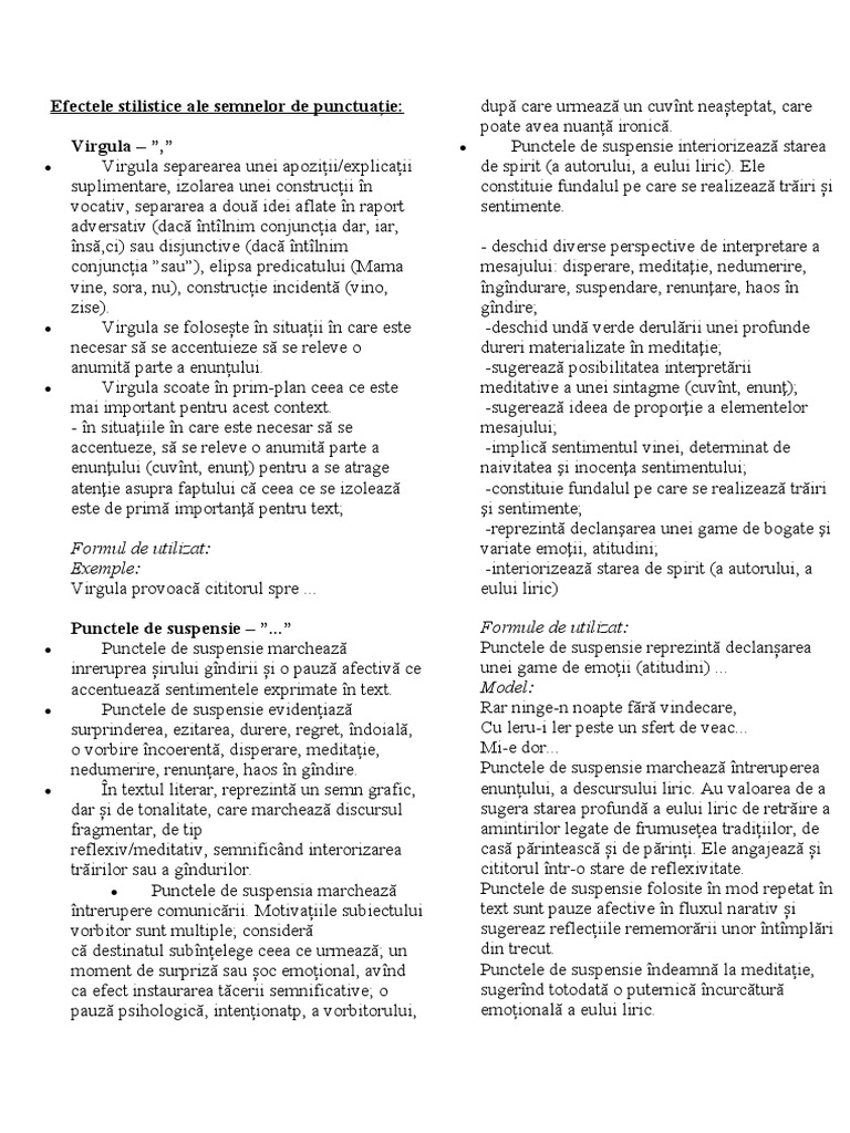 Valoarea Stilistica A Semnelor de Punctuatie | PDF