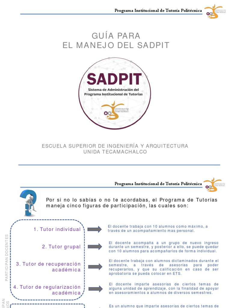 Guia Manejo SADPIT | PDF | Maestros | Evaluación