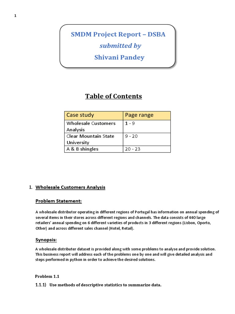 SMDM Project by Shivani Pandey DSBA | PDF | P Value | Statistical ...